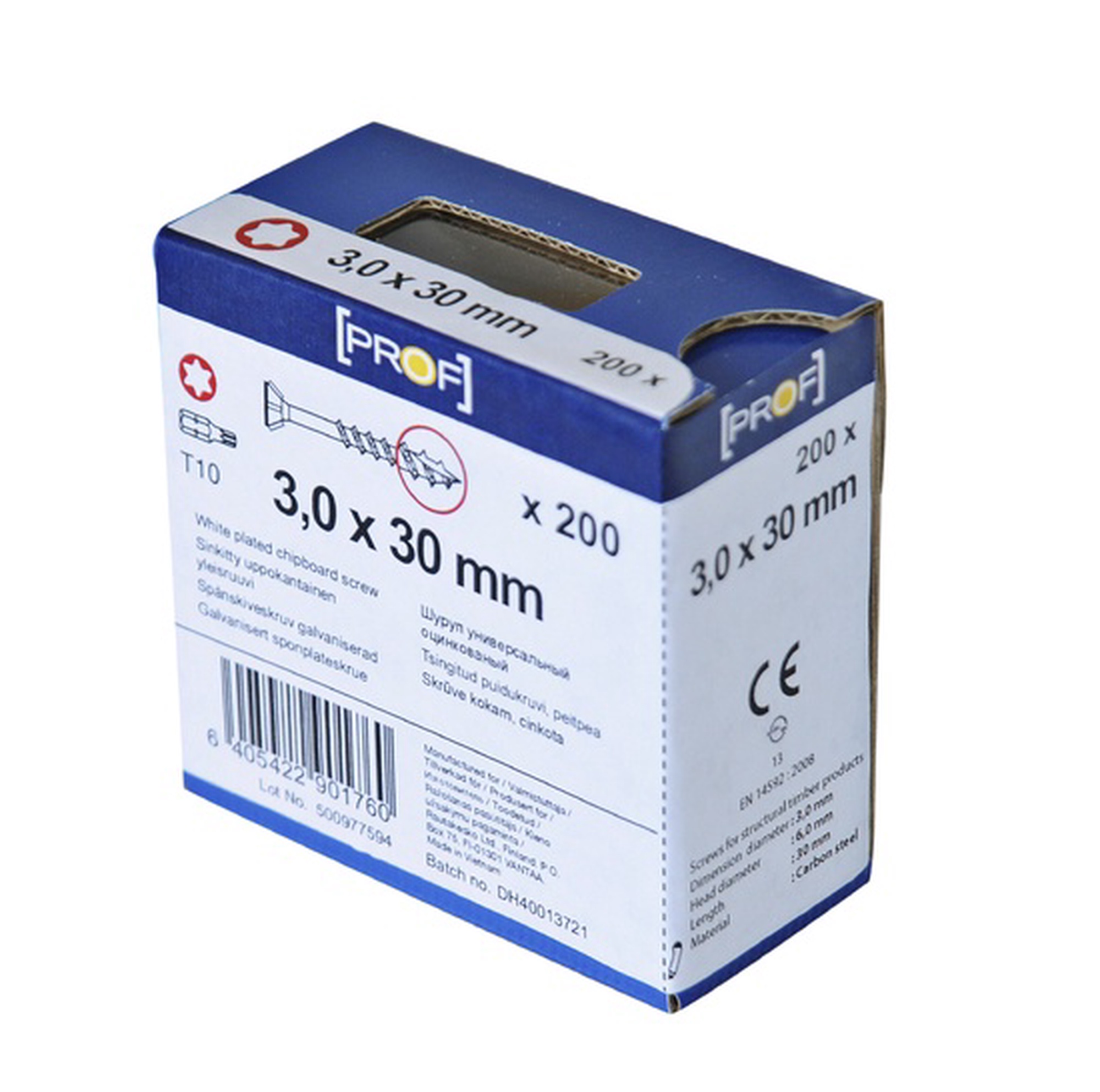 Puidukruvi Prof, 3 x 30 mm, valge, 200 tk - K-rauta