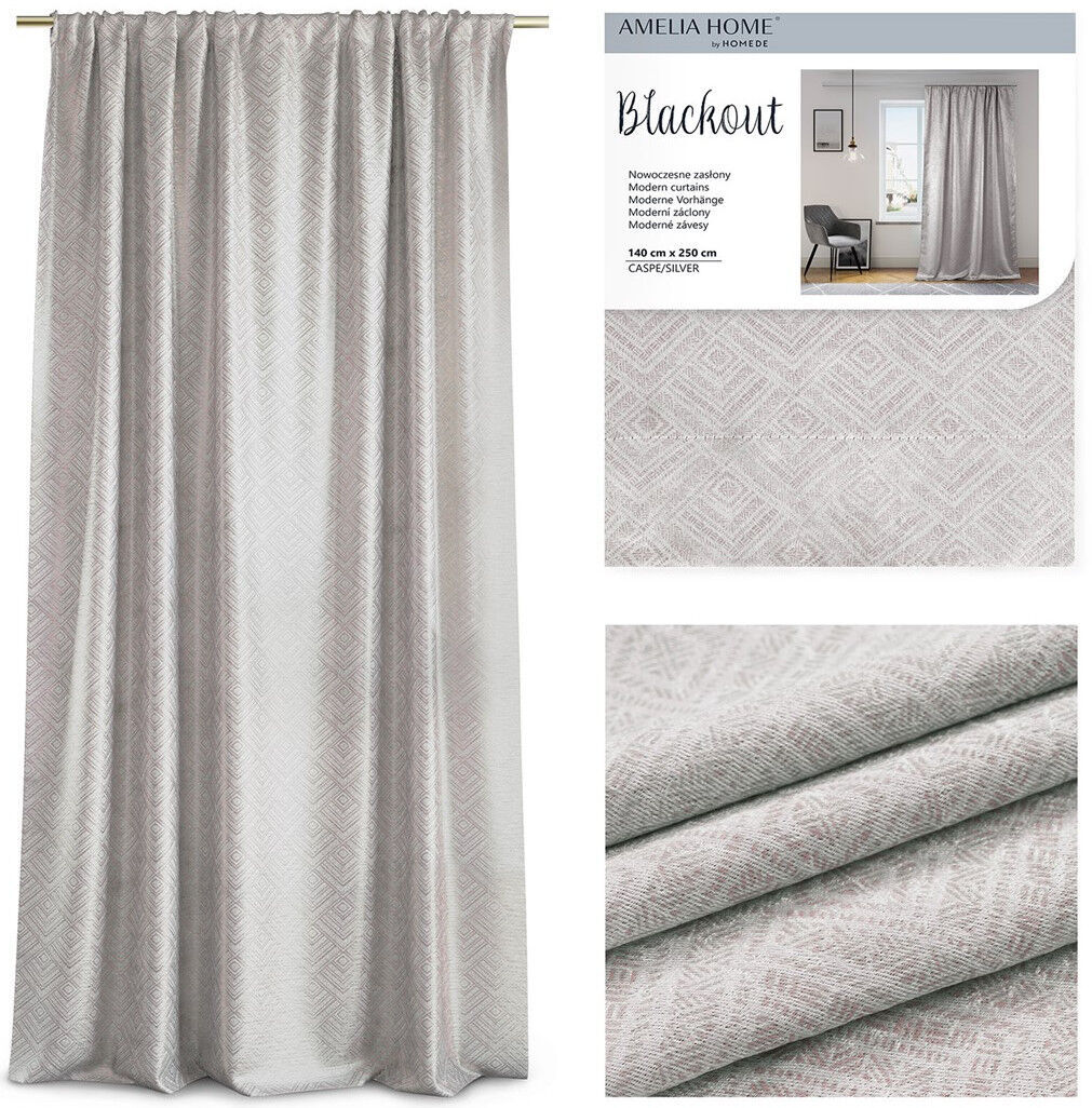 Nakts aizkari AmeliaHome Blackout Caspe, sudraba, 140 cm x 250 cm ...