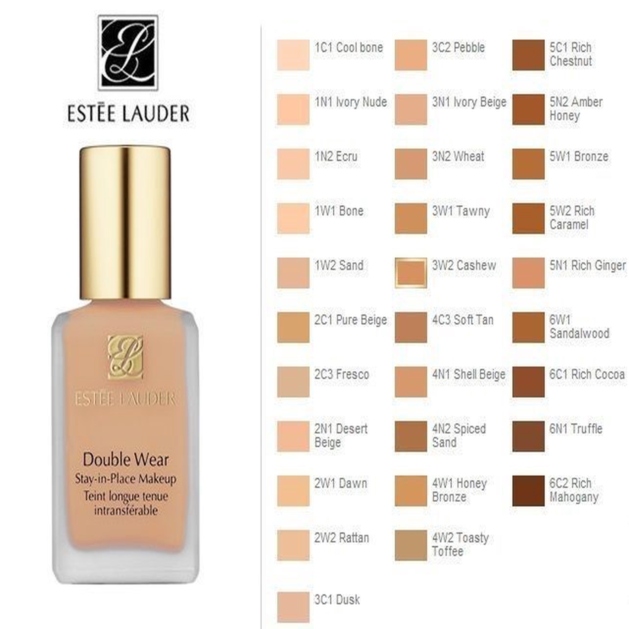 Estee Lauder Double Wear Stay In Place Makeup Spf10 30ml 1c1 1a Lt