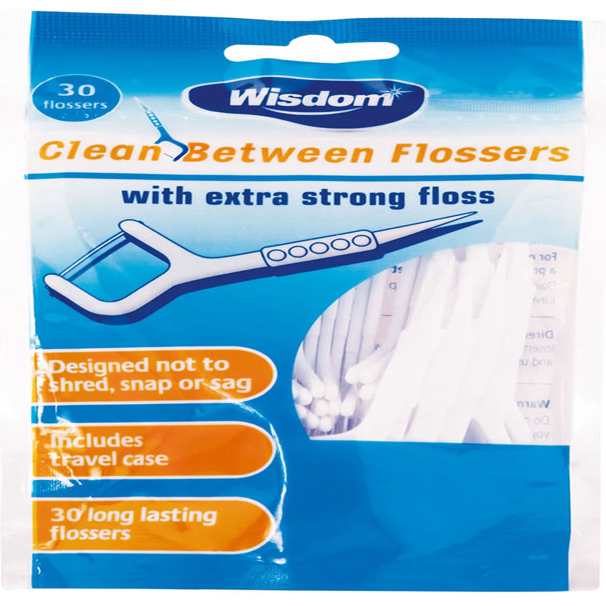 Wisdom Clean Between Flossers 30pcs Extra Strong Floss - 1a.lt
