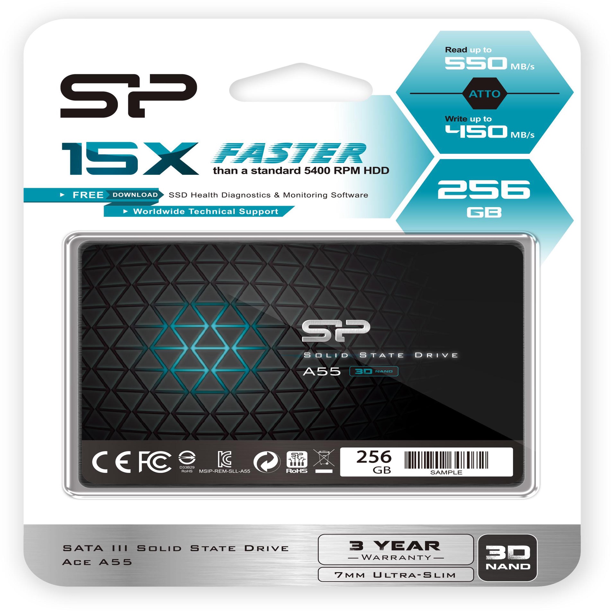 Kietasis diskas (SSD) Silicon Power Ace A55 SP256GBSS3A55S25, 2.5", 256 ...