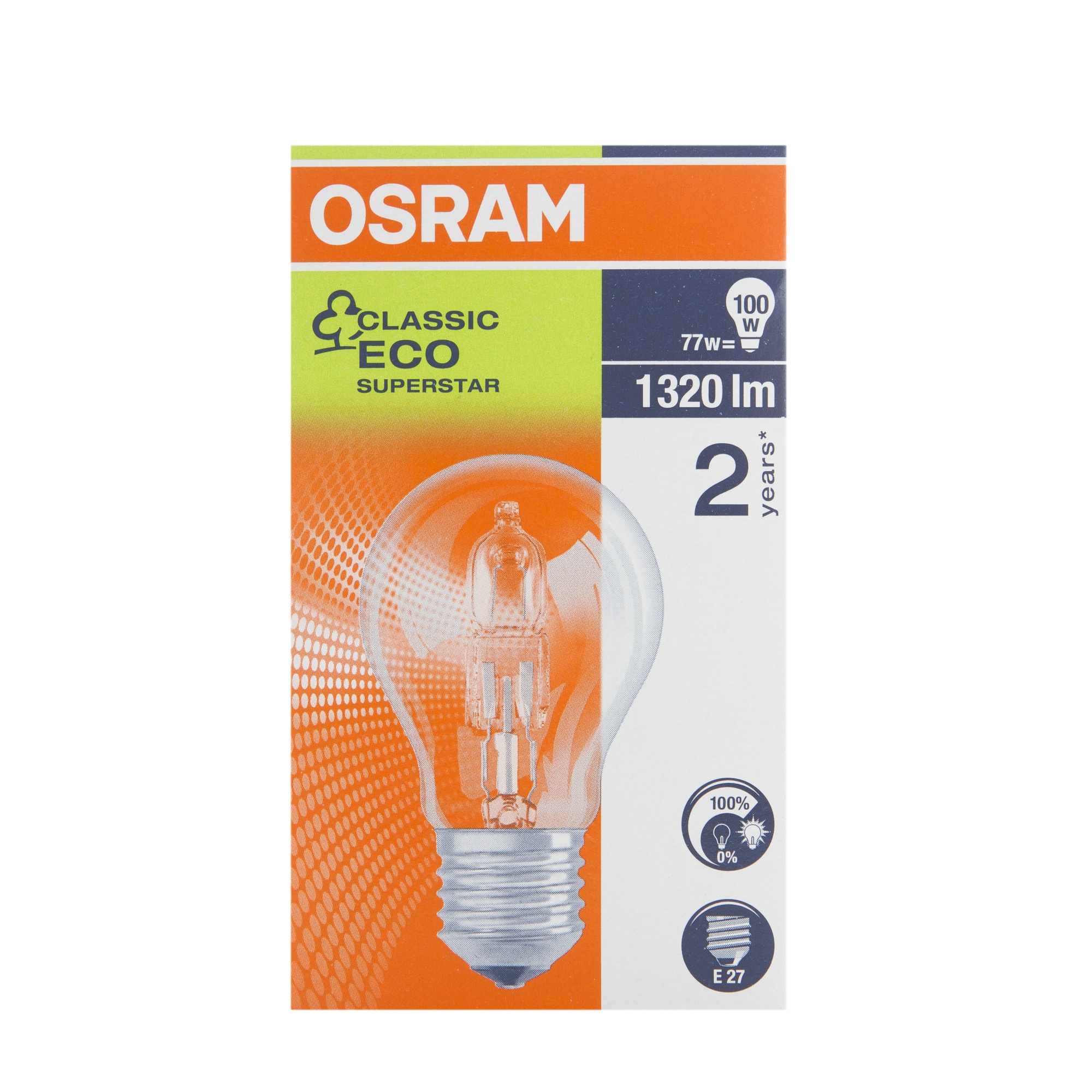 Spuldze Osram Halogēnā spuldze, silti balta, E27, 70 W, 405 lm ...