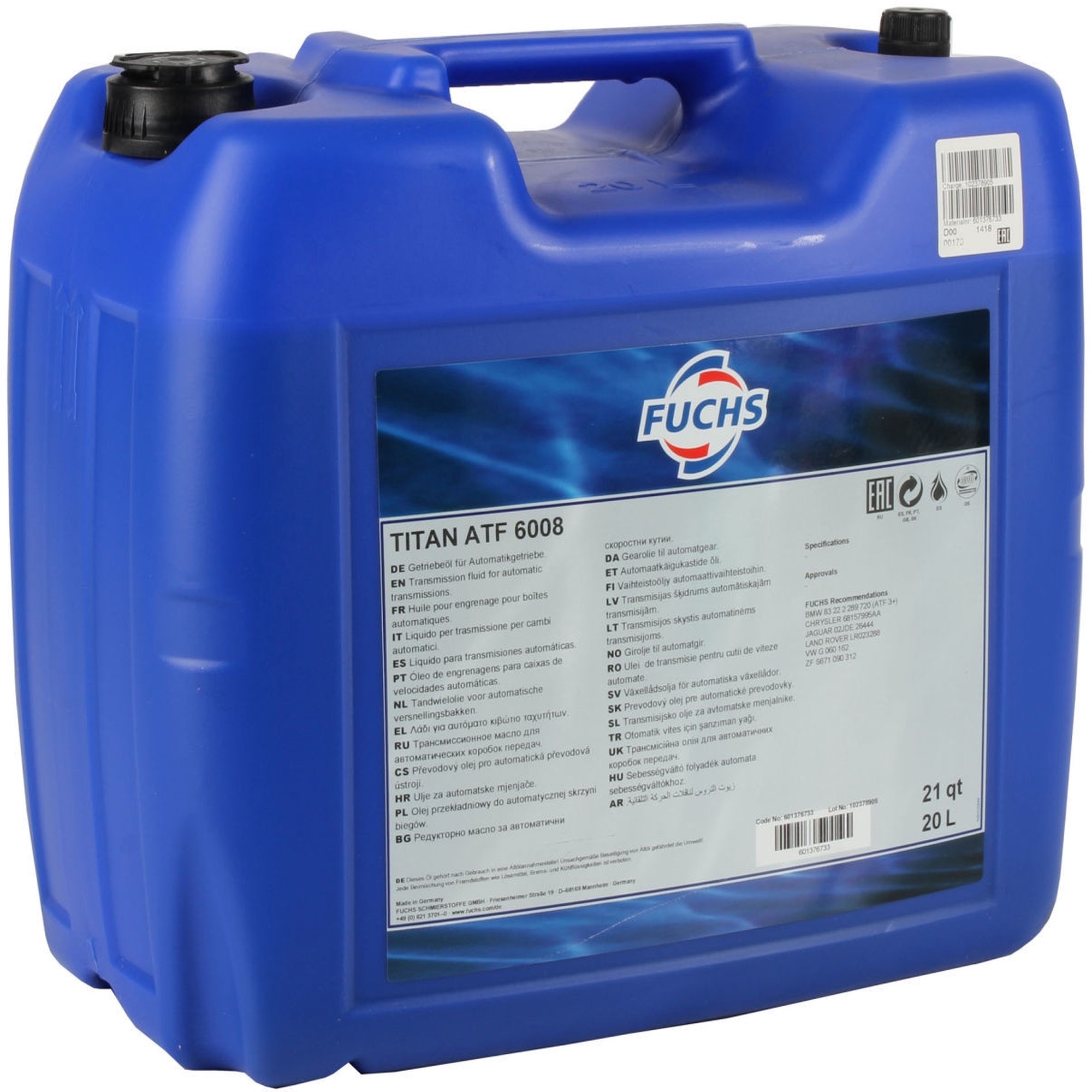 Käigukastiõli Fuchs Titan ATF 6008, sõiduautole, 20 l - Krauta.ee